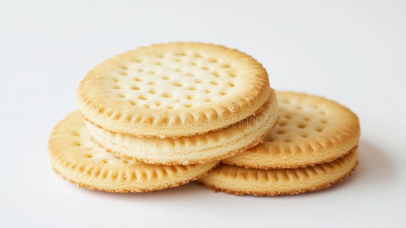 Delicious Round Cookies Stacked Together on a Clean Surface Showcasing ...