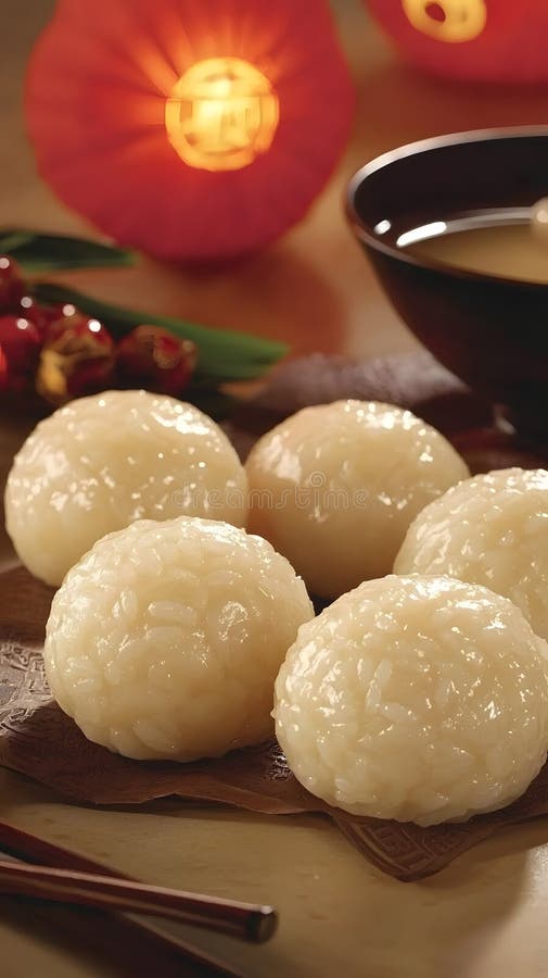 Delicious Round Glutinous Rice Balls Stock Illustration - Illustration ...