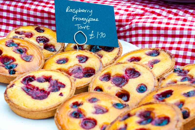 Delicious Round Raspberry Tarts Stock Photo - Image of closeup, piece ...