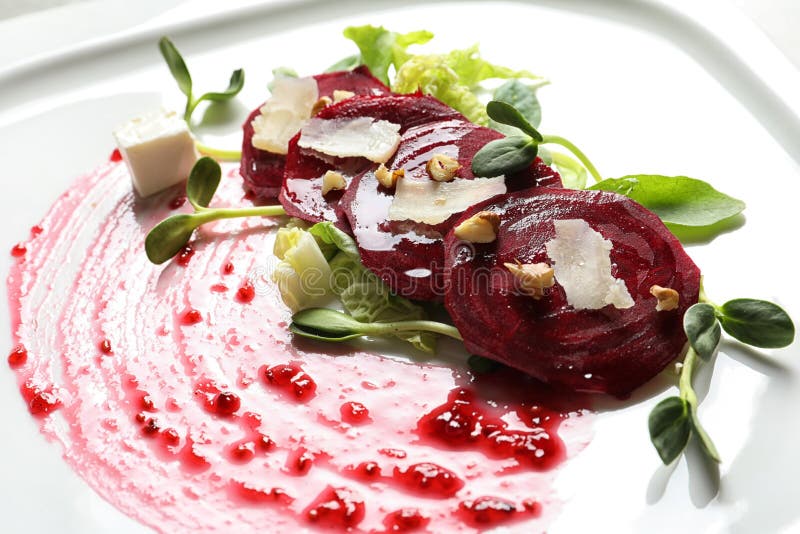 Delicious Salad with Beet on Plate Stock Photo - Image of dinner ...