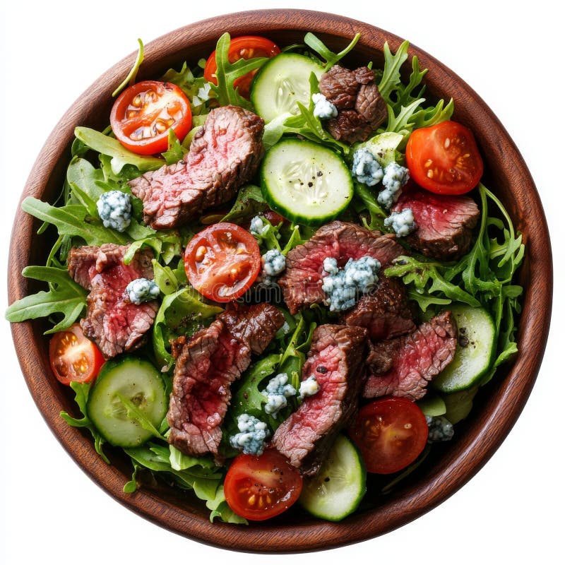 A Delicious Salad Featuring Steak, Cucumbers, Tomatoes, and Blue Cheese ...
