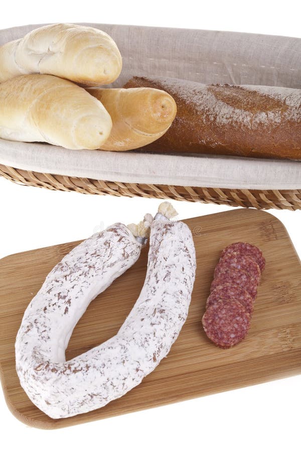 Delicious salami and bread stock photo. Image of traditional - 23571780