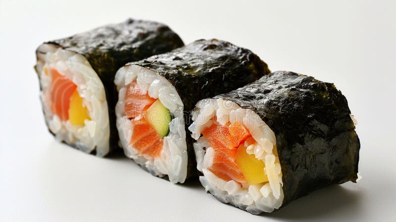 Delicious Salmon Sushi Rolls Stock Illustration - Illustration of sushi ...