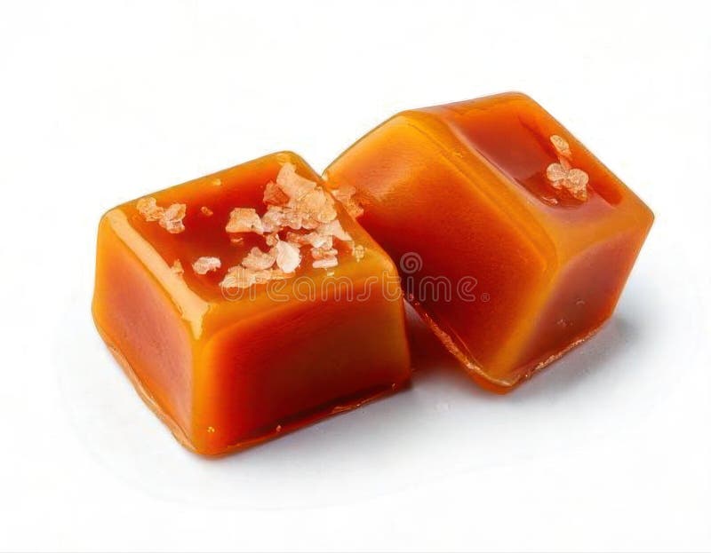 Delicious Salted Caramel Candies on White Background Stock Illustration ...