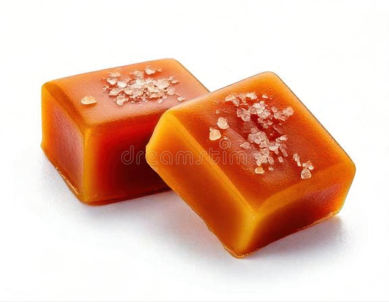 Delicious Salted Caramel Candies on White Background Stock Illustration ...