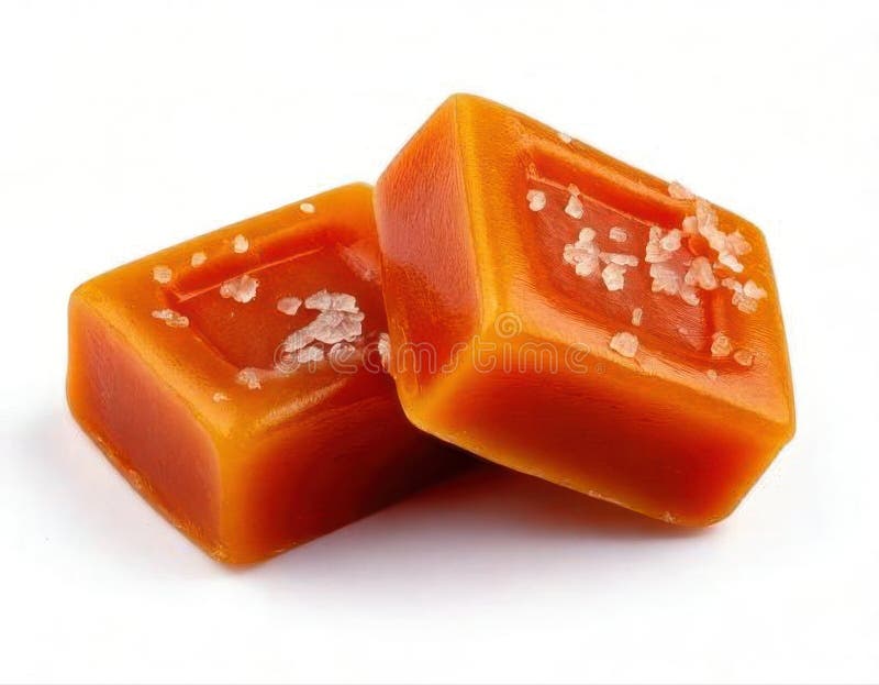 Delicious Salted Caramel Candies on White Background Stock Illustration ...