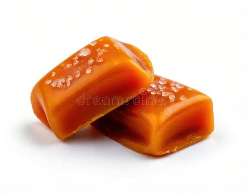 Delicious Salted Caramel Candies on White Background Stock Illustration ...