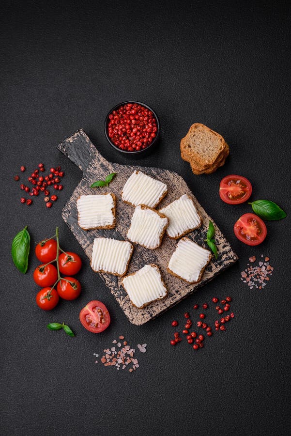 Delicious Salty Rectangular Wheat Croutons with Cream Cheese and ...