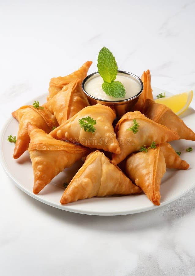 Delicious Samosas from Above Stock Illustration - Illustration of ...
