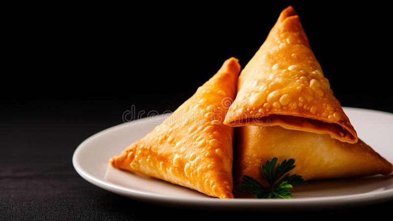 Delicious Samosas on White Plate, Showcasing Their Golden, Crispy ...