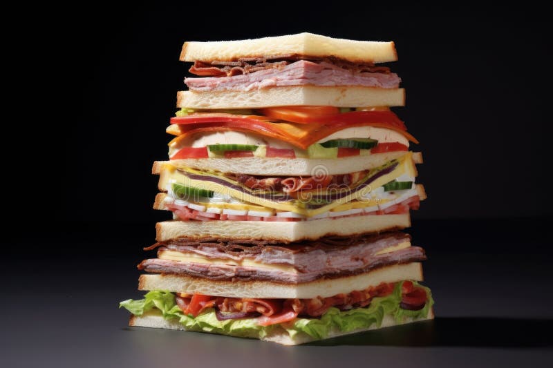 A Delicious Sandwich Cut Diagonally and Stacked Stock Photo - Image of ...