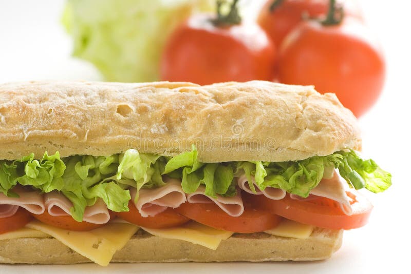 Deli Sub Sandwich and Vegetables Stock Image - Image of ingredients ...