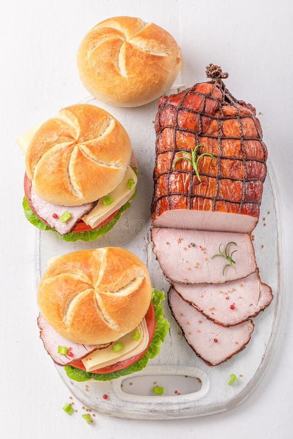 Delicious Sandwich Made of Vegetables and Ham Stock Image - Image of ...