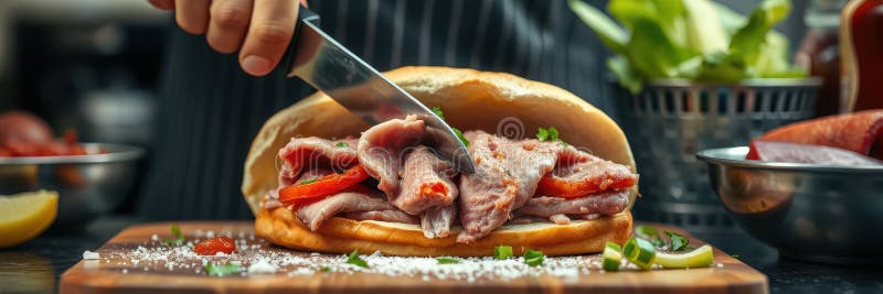 Delicious Sandwich Preparation in a Vibrant Kitchen Featuring Fresh ...