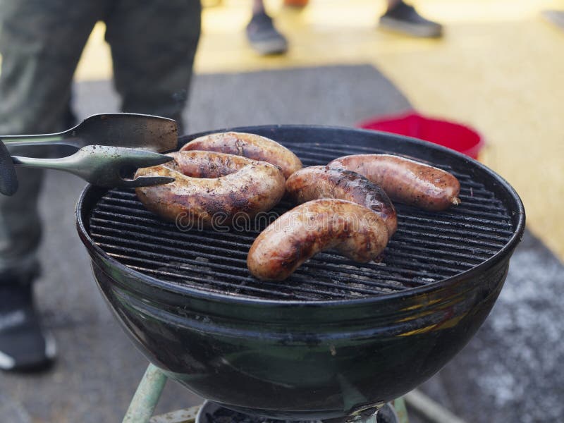 Delicious Sausage on Grill with Spices and Herbs Stock Image - Image of ...