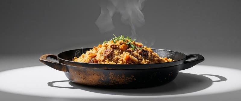 Delicious Savory Rice Dish Served Cast Iron Pan Stock Photos - Free ...