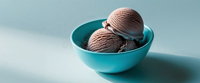 A Delicious Scoop Chocolate Ice Cream in a Blue Bowl Stock Image ...