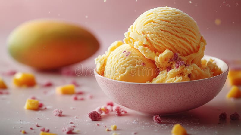 Delicious Scoop of Creamy Mango Ice Cream in a Bowl Stock Image - Image ...