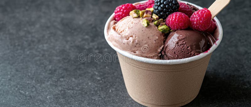 Delicious Scoops of Raspberry and Chocolate Ice Cream with Pistachios ...