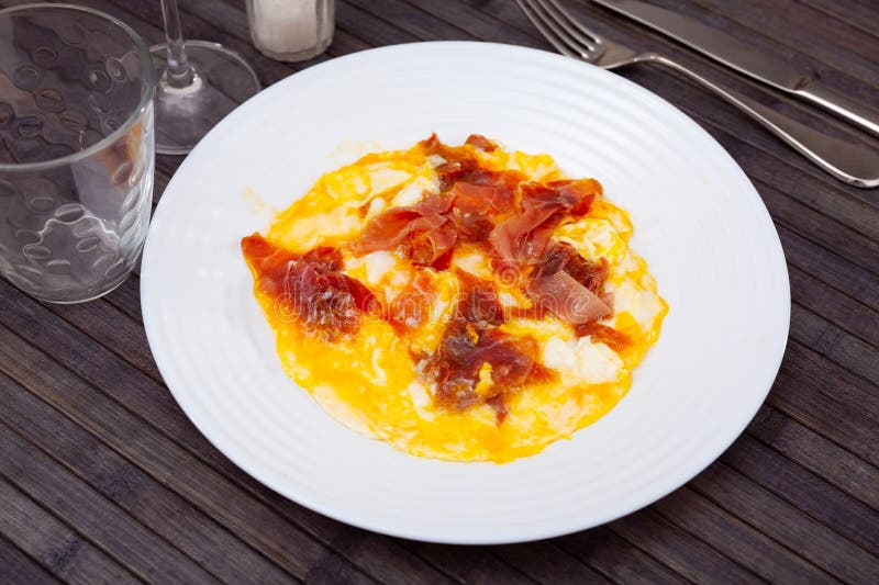 Delicious Scrambled Eggs with Ham - Healthy Hearty Breakfast Stock ...