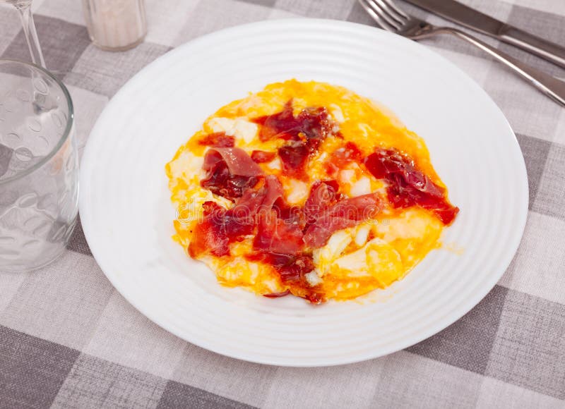 Delicious Scrambled Eggs with Ham - Healthy Hearty Breakfast Stock ...