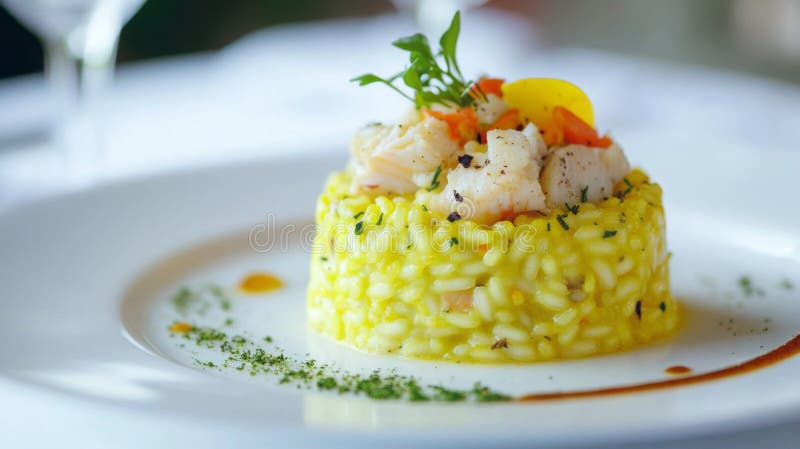 Gourmet Saffron Shrimp Risotto Elegant Restaurant Dish Fine Dining ...