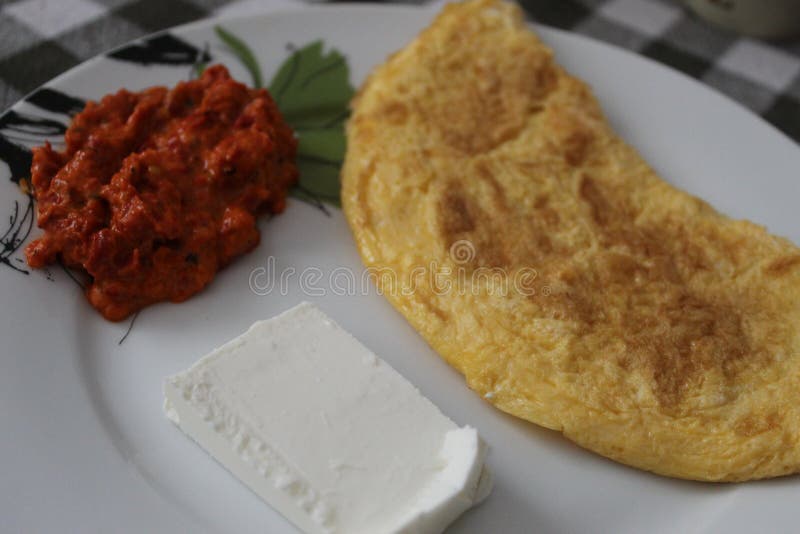 Serbian Breakfast with Eggs, Ham, Cheese, Ajvar and Homemade Bread ...