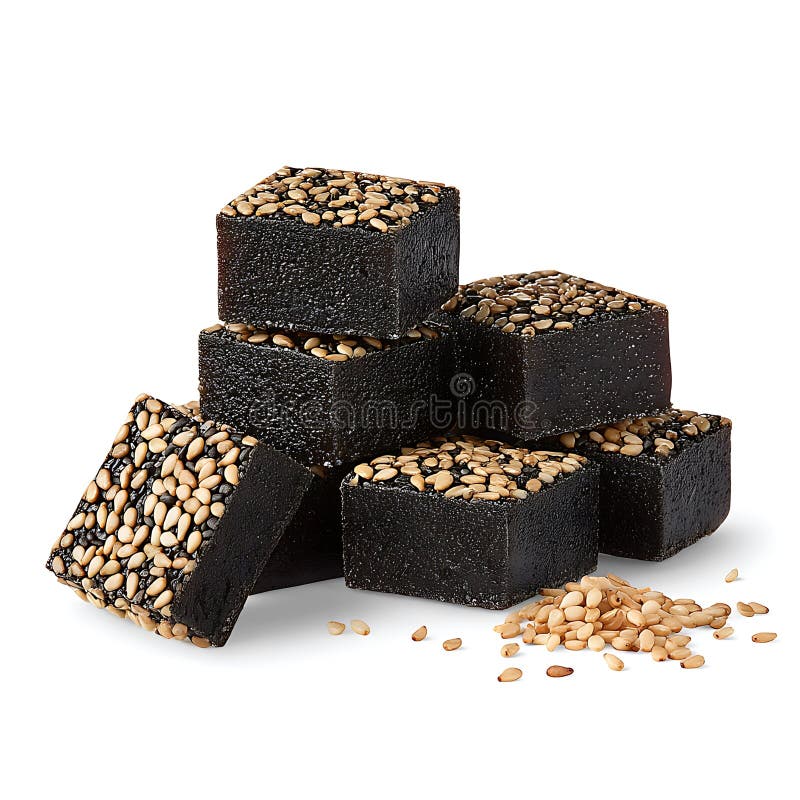 Delicious Sesame Seed Candy Cubes Close Up Studio Shot Stock ...