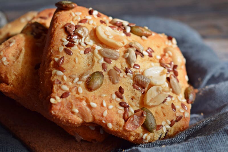 Delicious Shortbread Cookies with Nuts. Stock Photo - Image of ...