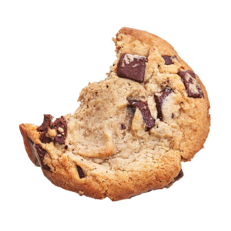 Delicious Single Chocolate Piece of Cookie Over Isolated White ...