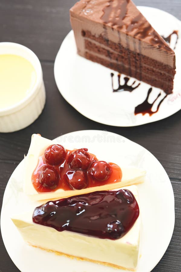 A Delicious Slice of Chocolate Cake and Cheesecake Stock Image - Image ...