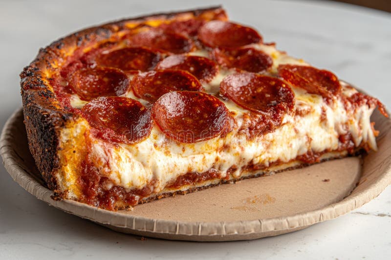 A Delicious Slice of Deep-dish Pepperoni Pizza. Stock Illustration ...