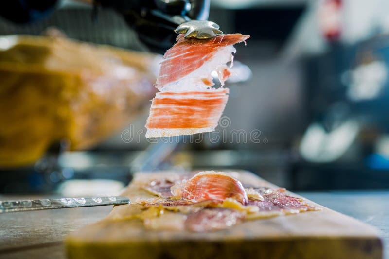Delicious Slice of Jamon in Forceps Stock Image - Image of organic ...