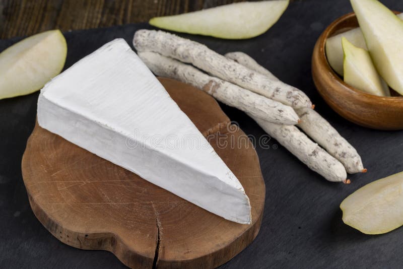 Delicious Sliced Cheese with Edible White Mold Stock Image - Image of ...