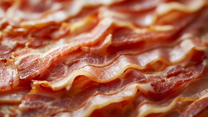 Delicious Slices of Fried Bacon Close Up Background Texture. Stock ...