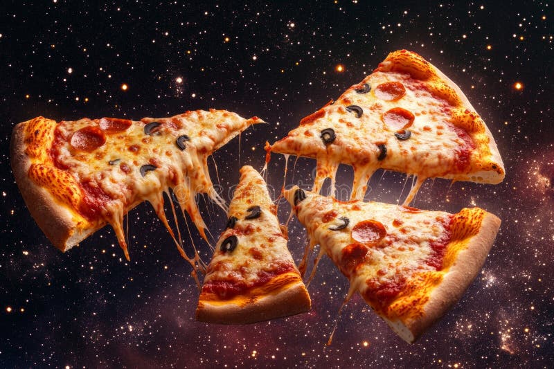 Delicious Slices of Pepperoni Pizza Hover in the Vastness of Space ...