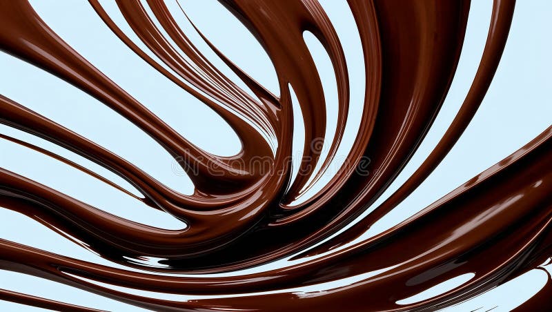 Delicious and Smooth Chocolate Streams Flowing and Rotating on Light ...