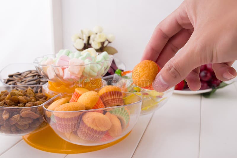 Delicious and Delicious Snack Cake and Dried Fruit Stock Photo - Image ...