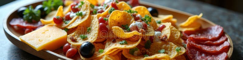 Delicious Snack Platter with Nachos, Cheese, Salami, and Fresh ...