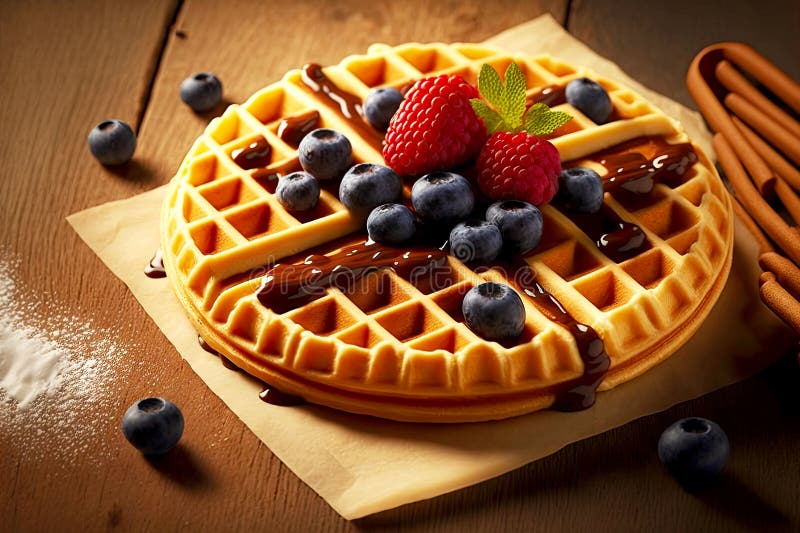 Delicious Soft Belgian Waffles Fresh Pastries for Breakfast Stock ...