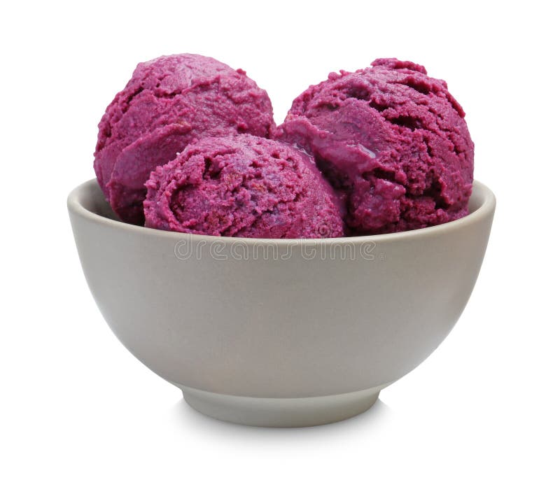 Delicious Sorbet in Bowl Isolated on White Stock Photo - Image of ...