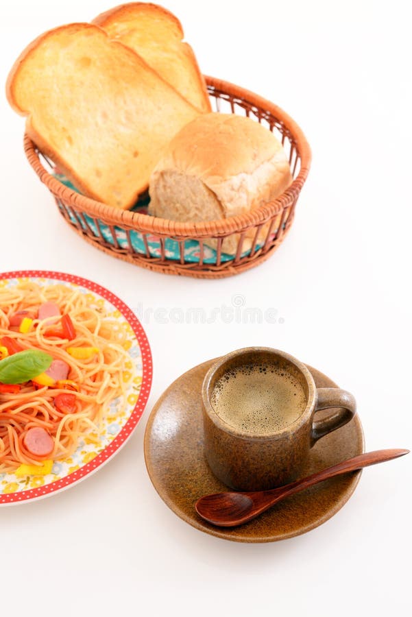 Delicious Spaghetti with Coffee Stock Image - Image of cafe, diet: 59801309
