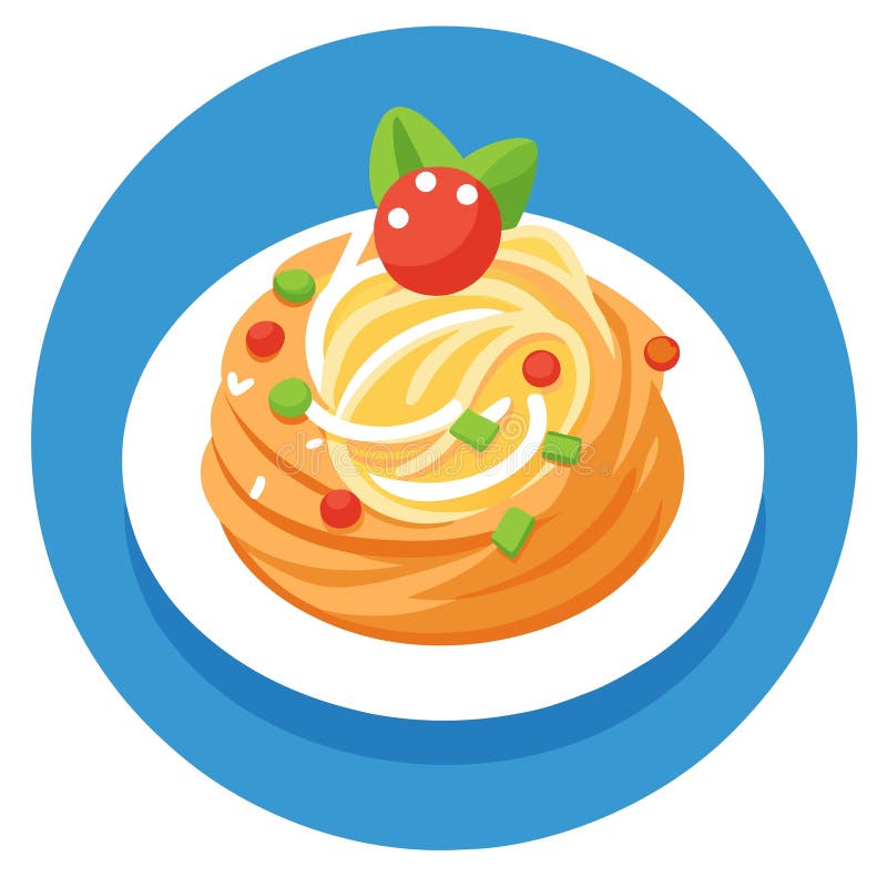Delicious Spaghetti with Creamy Sauce and Toppings Stock Vector ...