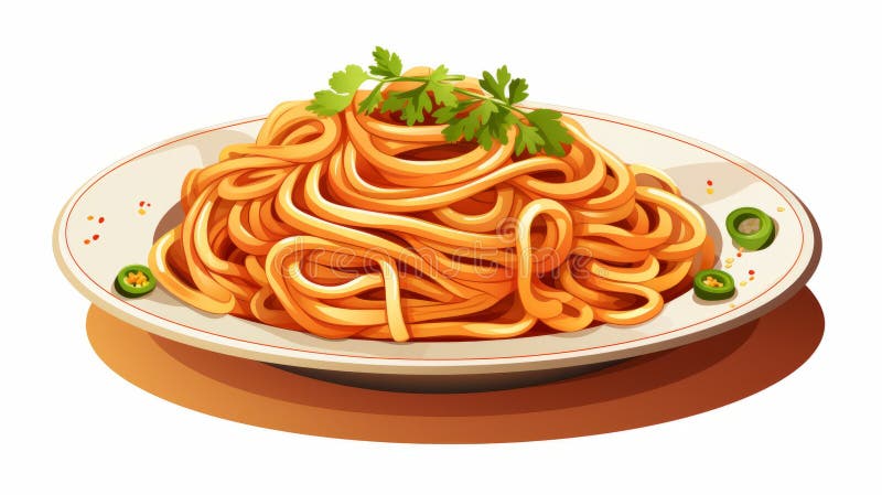 Delicious Spaghetti with Parsley: a 2d Game Art Illustration Stock ...