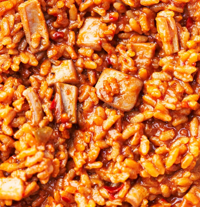 Delicious Spanish Shellfish Paella Texture Stock Photo - Image of tuna ...