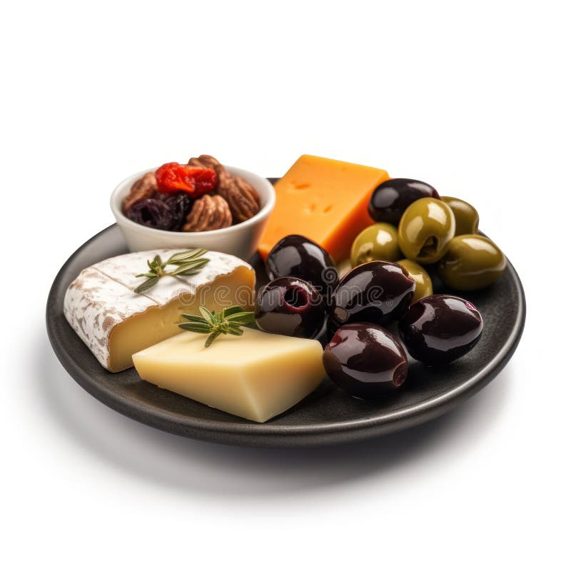 Delicious Spanish Tapas with Olives and Cheese on a Plate. Stock ...
