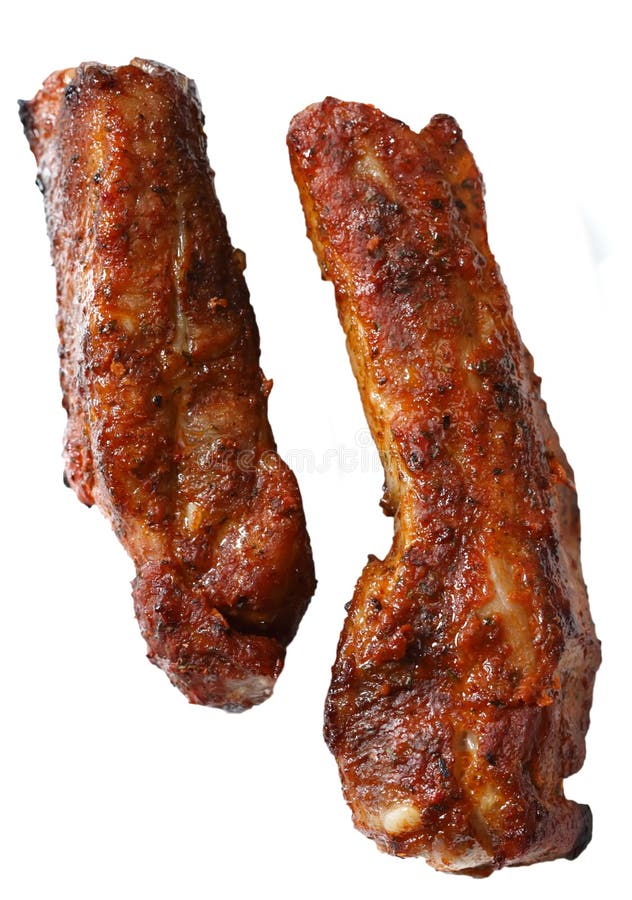 Delicious Spicy Barbeque Ribs Over White Stock Image - Image of ...