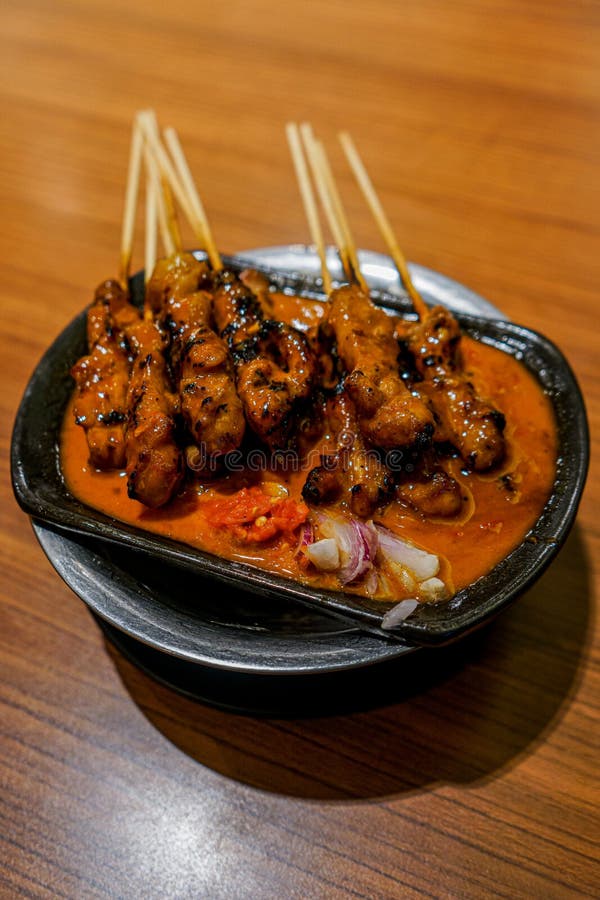 Delicious Spicy Red Chicken Satay Stock Image - Image of chicken ...