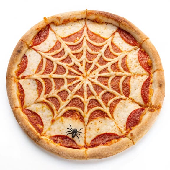 Delicious Spider Web Pizza Isolated on White Background Stock ...