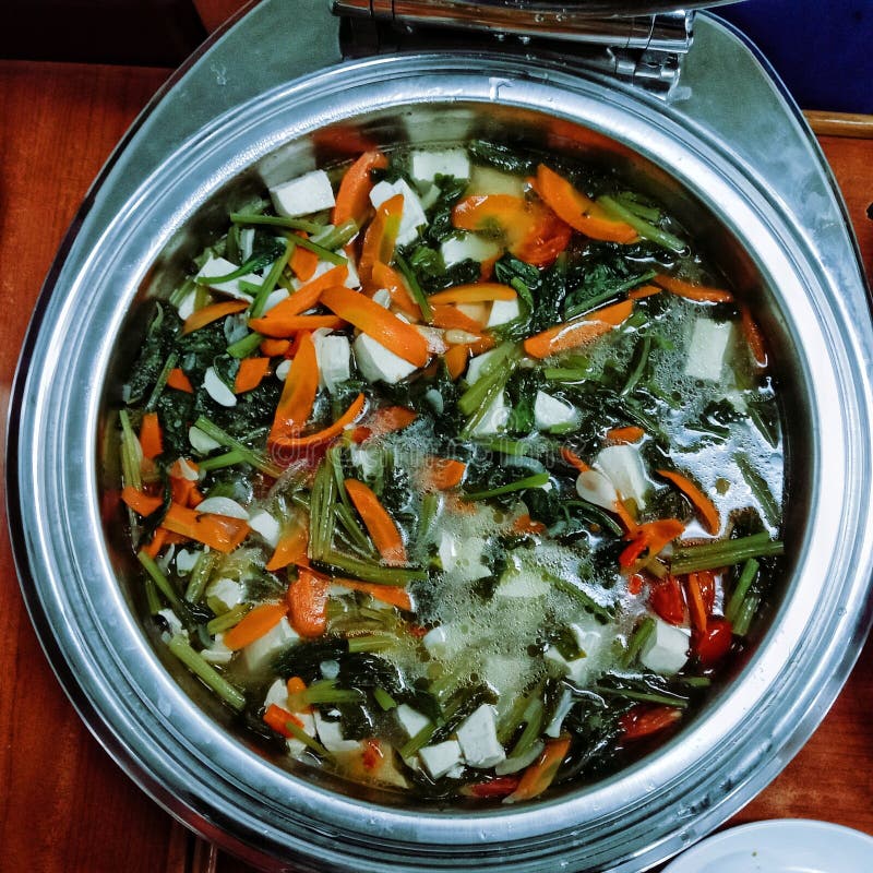 Delicious Spinach Vegetables Mixed with Carrots and Shrimp Stock Image ...